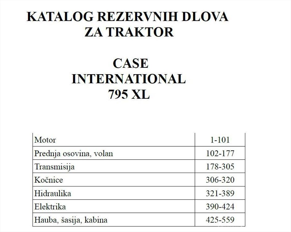 Case IH 795 XL - Katalog delova | Halo Oglasi