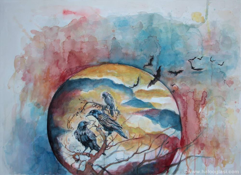 Vrane - Akvarel slika | Halo Oglasi