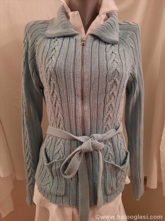 Mng plavi džemper na cibzar i pletenice XL | Halo Oglasi