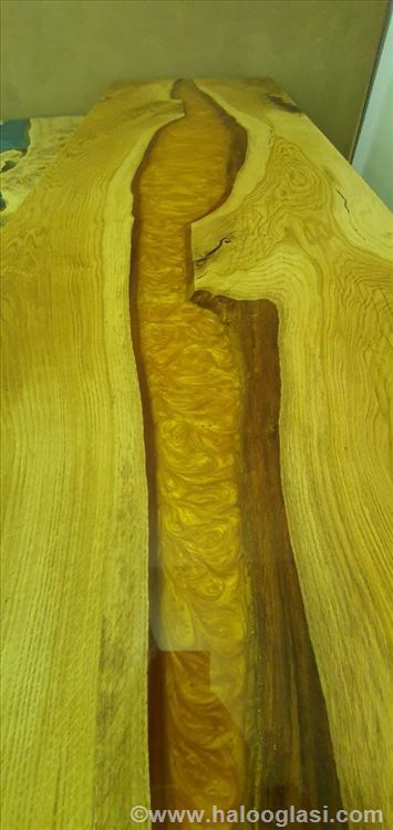 Epoxy sto-ploča stola hrast/zlatni 90×272 cm | Halo Oglasi