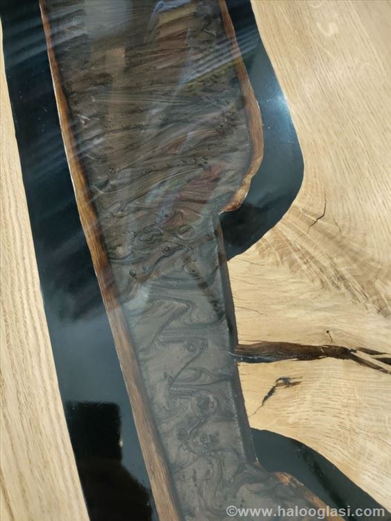 Epoxy sto-ploca stola hrast/crni 90×180 cm | Halo Oglasi
