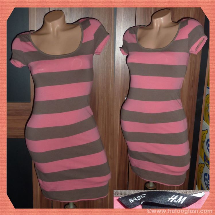 H&M roze braon uska mini haljina, vel 36 | Halo Oglasi