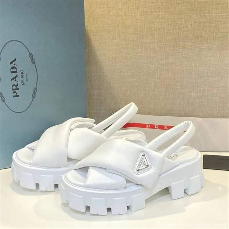 Prada Women's White Monolith Nappa Leather Sanda | Halo Oglasi