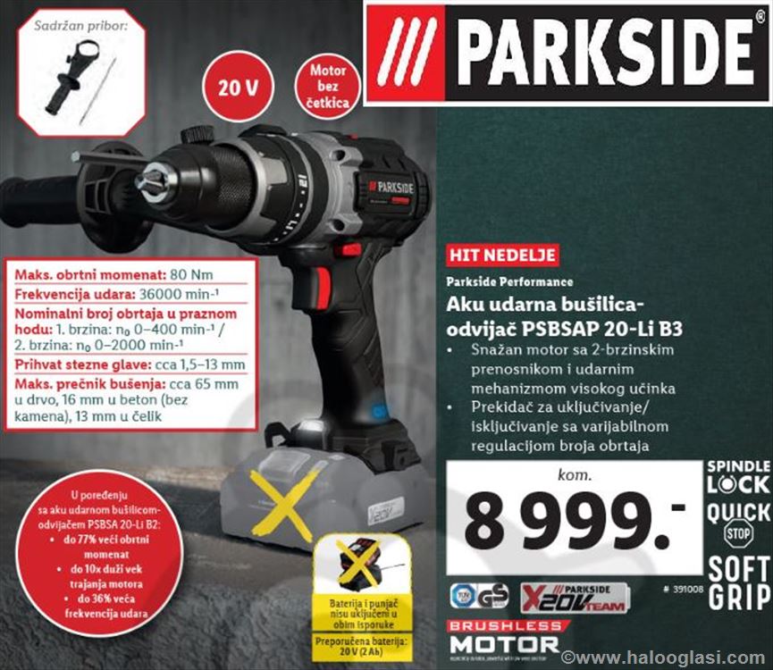Parkside Performance 20V Aku UdarnaBušilica Čekić | Halo Oglasi