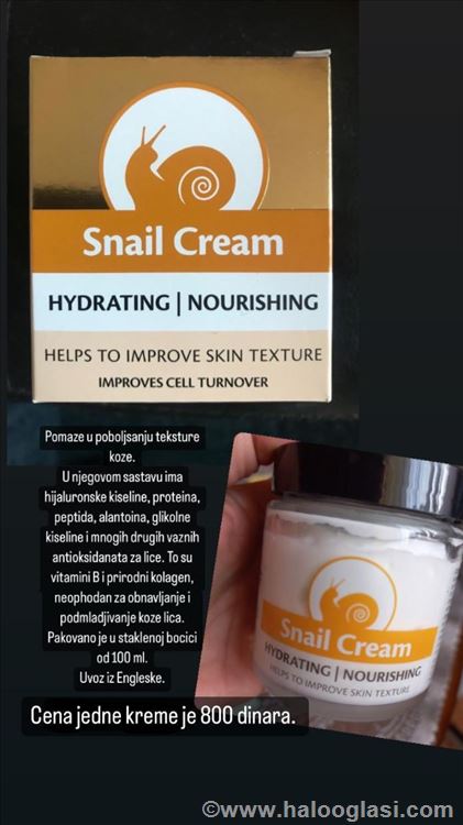 Krema za lice od puza | Halo Oglasi