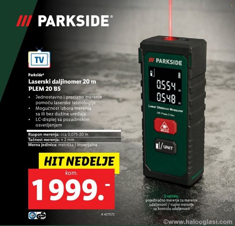 Parkside Laser Daljinomer model 2024 PLEM 20 B5 | Halo Oglasi