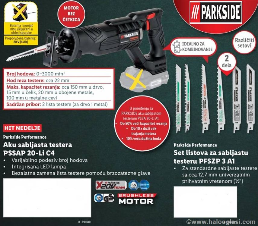 Parkside 20V AKU Performance lisičarka sabljasta | Halo Oglasi