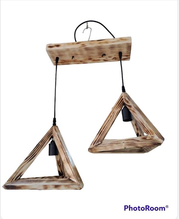 Luster piramida rustik drvo 2xE27 | Halo Oglasi