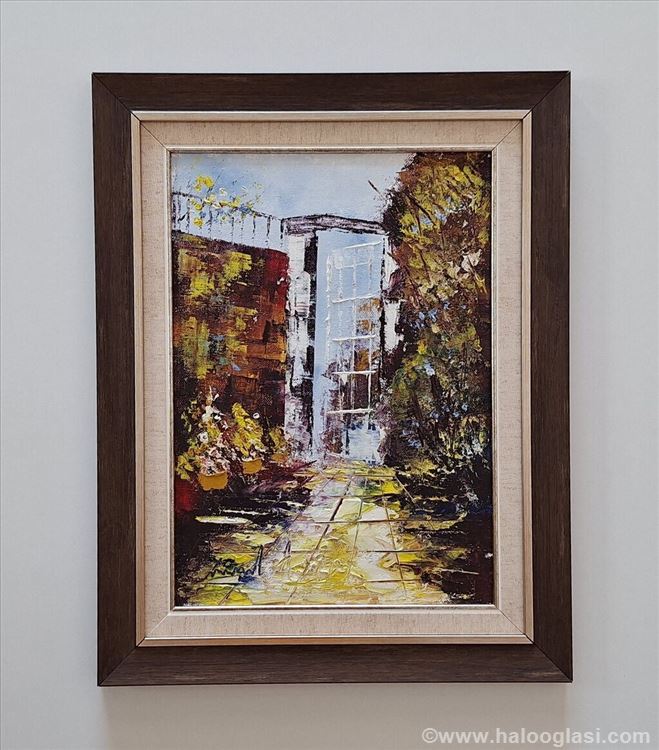 Ulje na platnu - Velika kapija u cvecu, prelepo! | Halo Oglasi