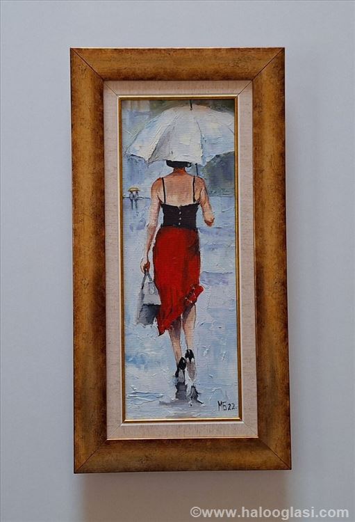 Ulje na platnu - Setnja jedne dame, prelepo! | Halo Oglasi