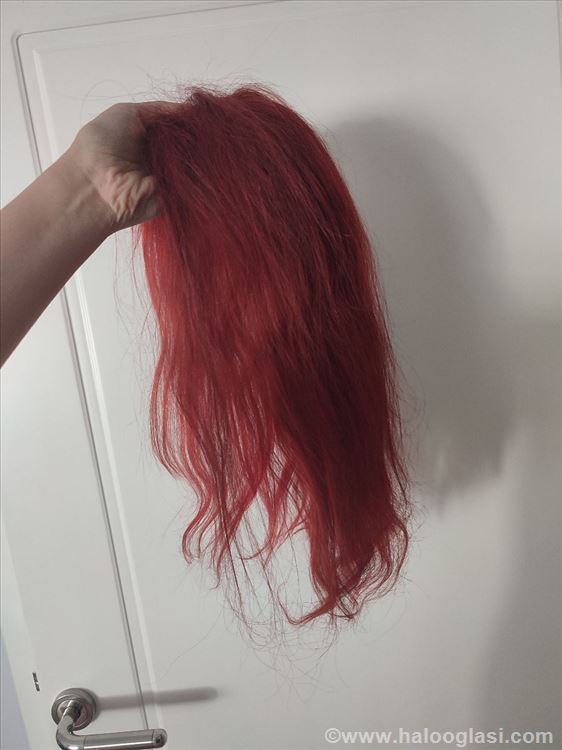 Polu-perika od prirodne kose sa razdeljkom crvena | Halo Oglasi