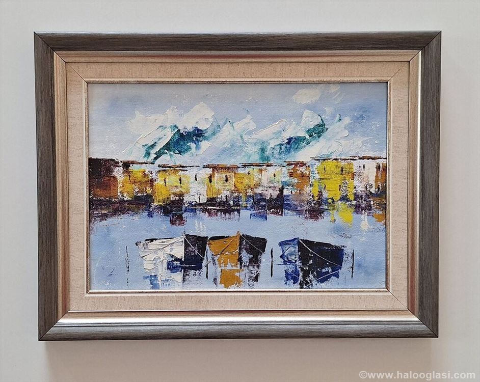 Ulje na platnu - Tri čamca na moru, prelepo! | Halo Oglasi