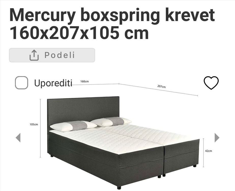 Krevet Mercury boxspring NOV | Halo Oglasi