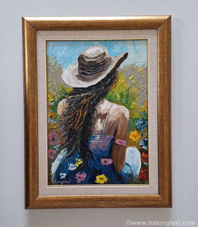 Ulje na platnu - Lepotica u cveću, prelepo! | Halo Oglasi