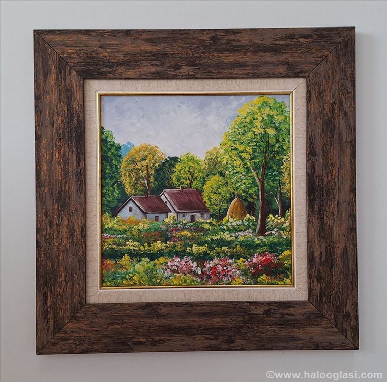 Ulje na lesonitu - Dve kuce u selu, prelepo! | Halo Oglasi