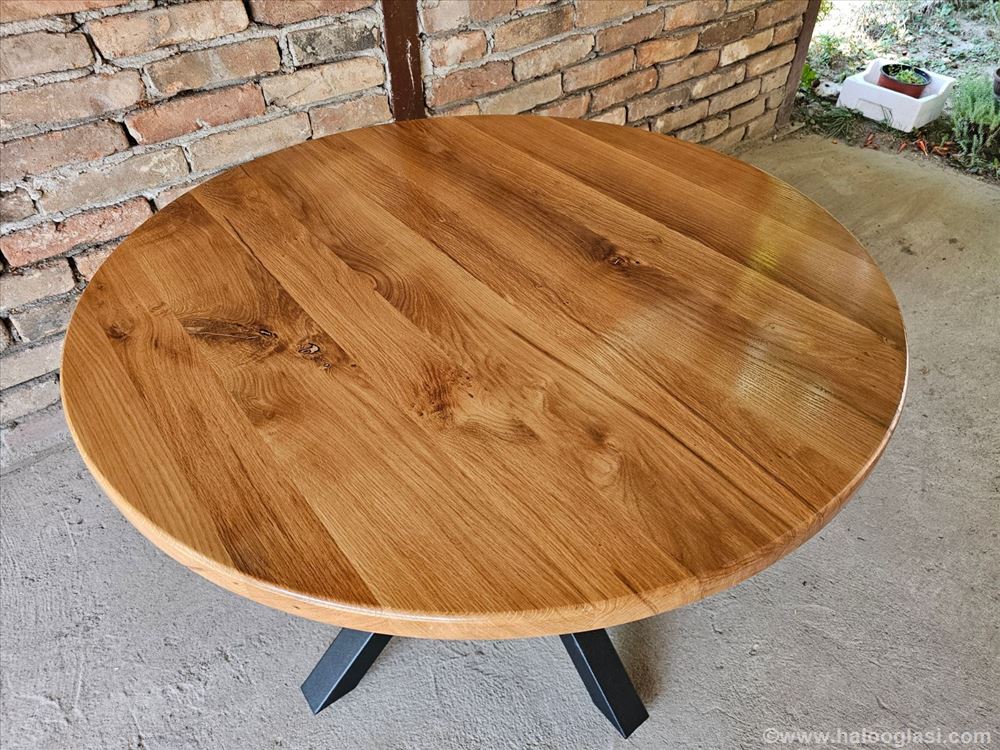 Trpezarijski sto hrast okrugli 103 cm puno drvo | Halo Oglasi