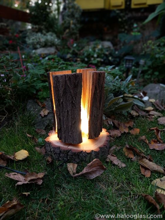 Drvena LED lampa stari panj natur stilu | Halo Oglasi