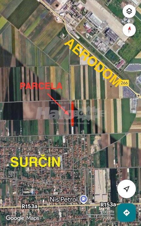 Surčin plac na prodaju 45 ari-uz put | Halo Oglasi