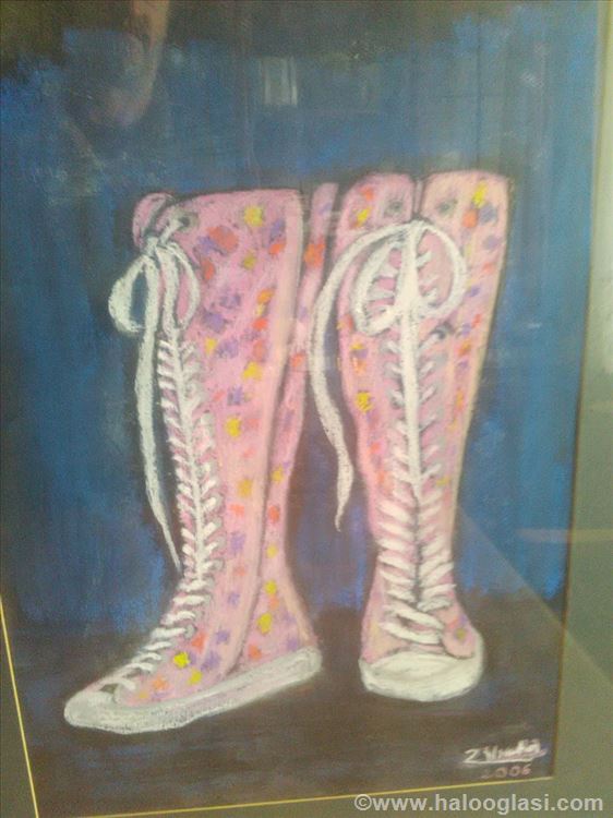 slika patike-suvi pastel, uramljena,potpisana | Halo Oglasi