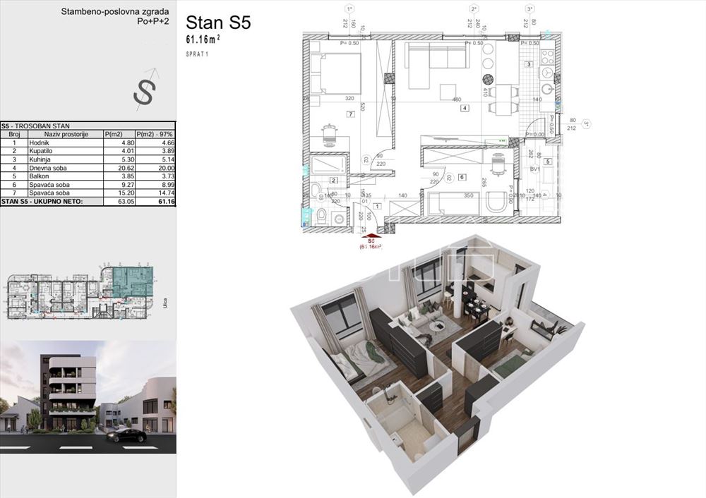 Stan,Novi Sad,Telep Severni,kv: 69.05, € 172500 | Halo Oglasi